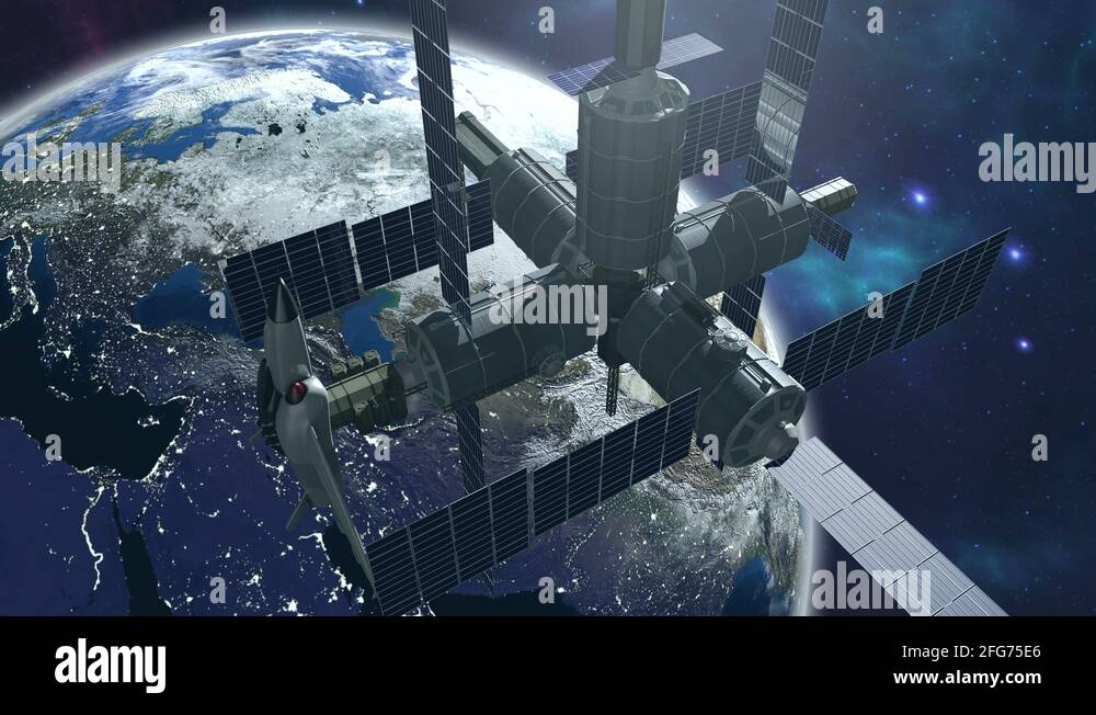 Animated space station with earth 4K Stock Video Footage - Alamy