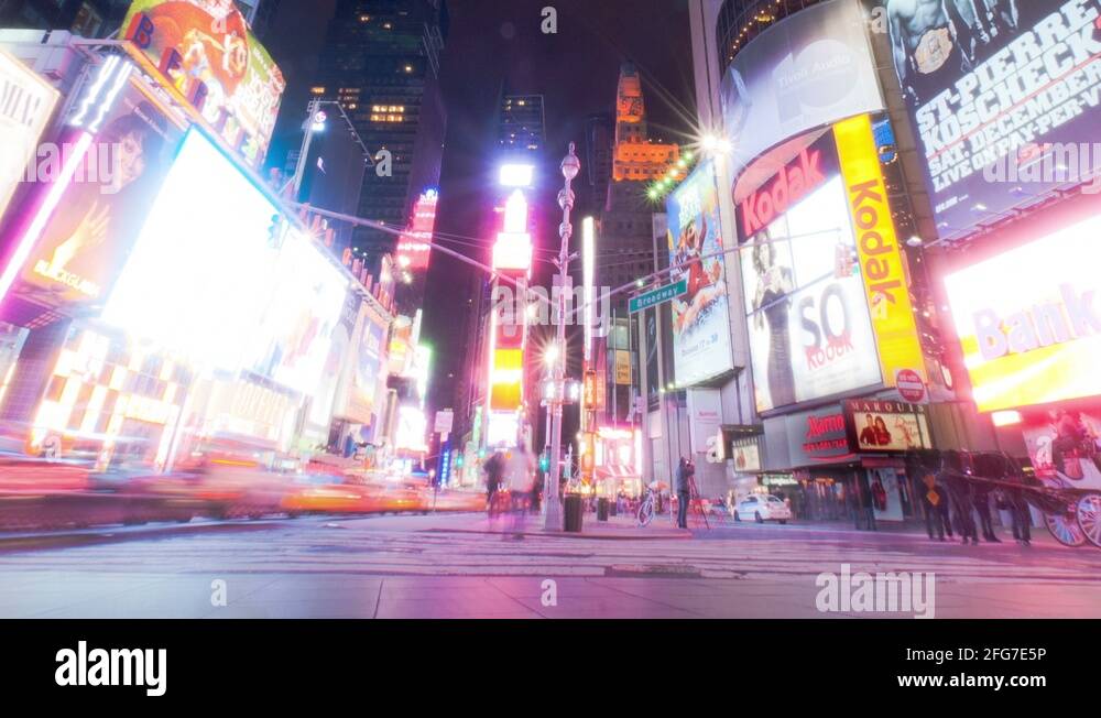 Times Square time lapse looking down 7th Ave. Cropped Stock Video ...