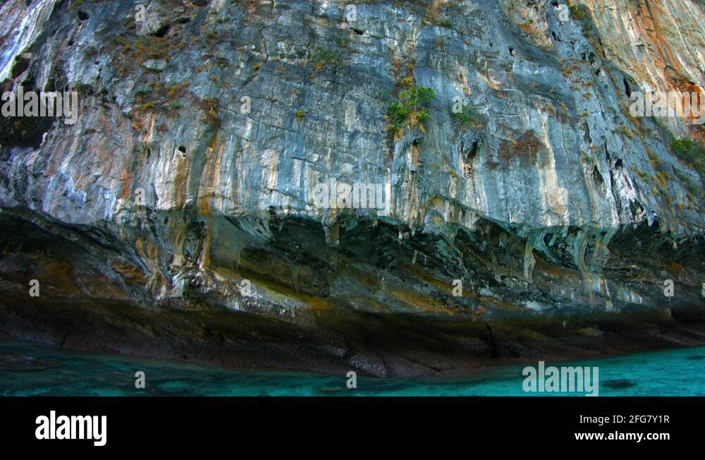 Massive Limestone Cliff, Undercut by Erosion from Continuous Ocean ...