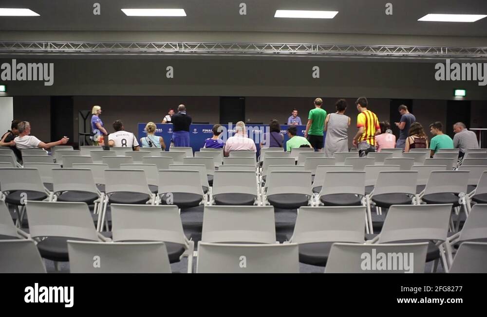 Press conference room at Olympic Stadium, Berlin, Germany Stock Video ...