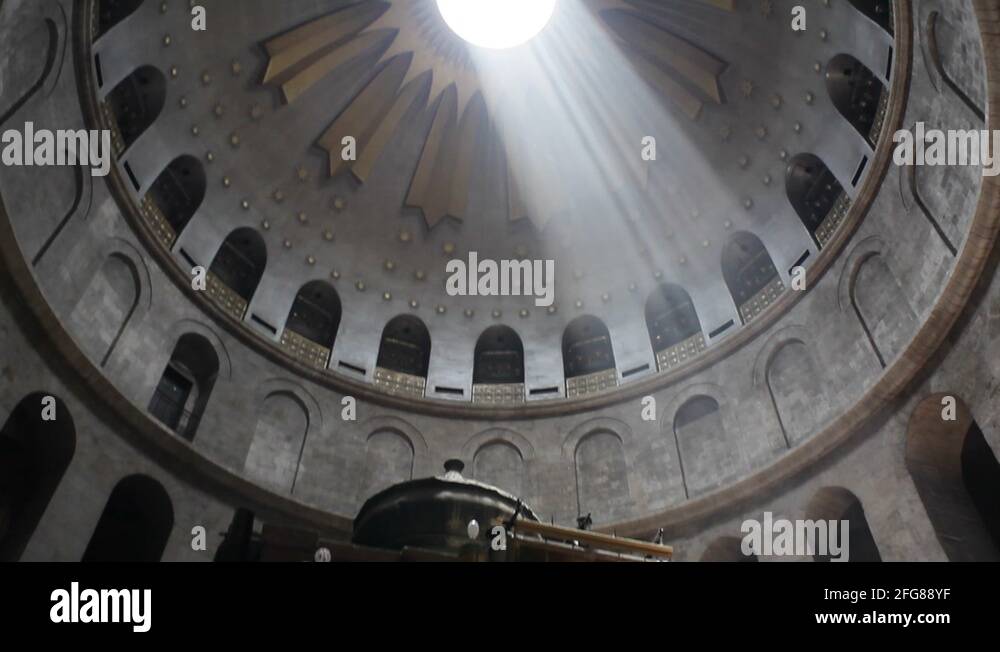 Sun light from dome ceiling over the Holy Sepulchre, Jerusalem, Israel ...