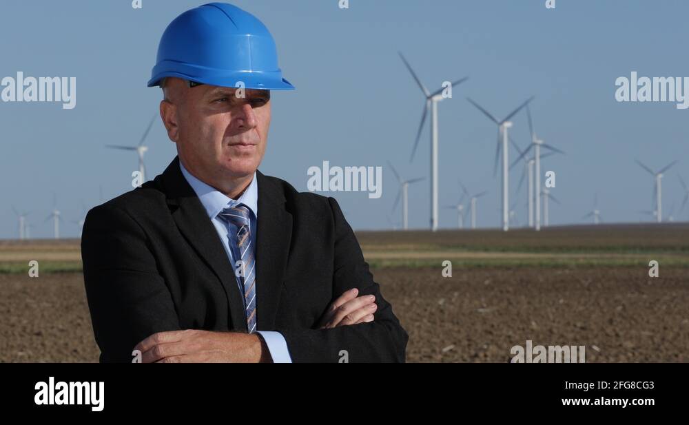 Engineer Manager Man Wind Turbine Field Power Plant Farm Renewable ...