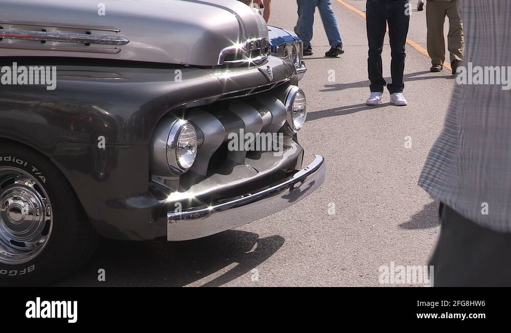 Vintage classic and performance cars on display at car show Stock Video ...