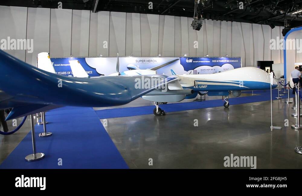 A side view of Heron UAV Unmanned aerial Vehicle made by Israel Stock ...