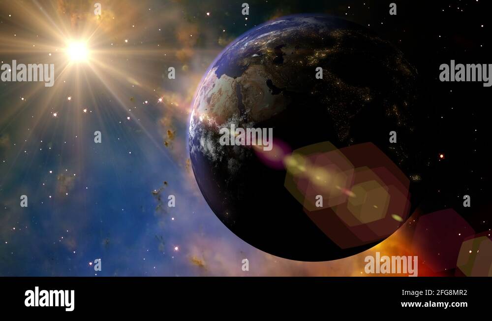The Planet Earth rotates in space from day into night - Earth 1007 HD ...