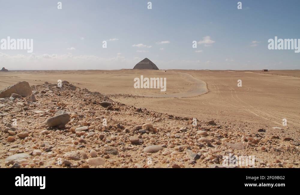 Bent pyramid of Dahshur built by Sneferu in distance, Egypt Stock Video ...