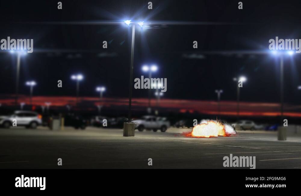 Two Car Bomb Explosion on Parking Lot Garage at Dusk VFX, 4K Stock ...
