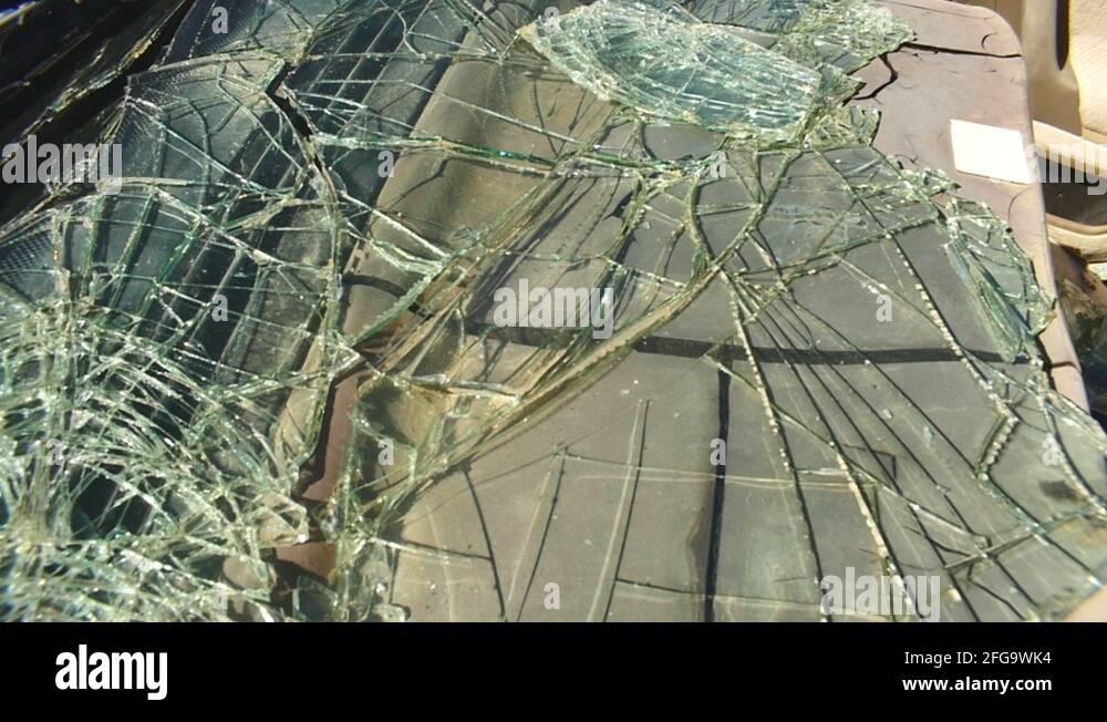 broken glass car dash accident vehicle crashed crash Stock Video ...
