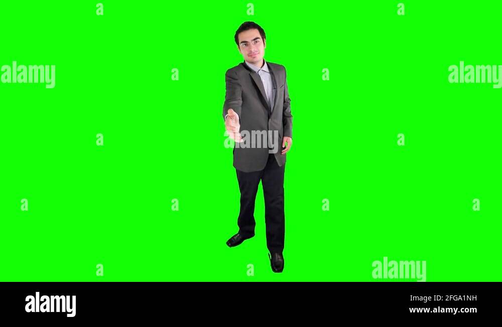 4k Green Screen Businessman Handshake Proposition Stock Video Footage ...