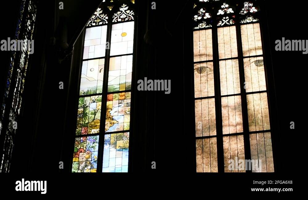 Stained glass window depicting blessing Jesus Christ Stock Video ...