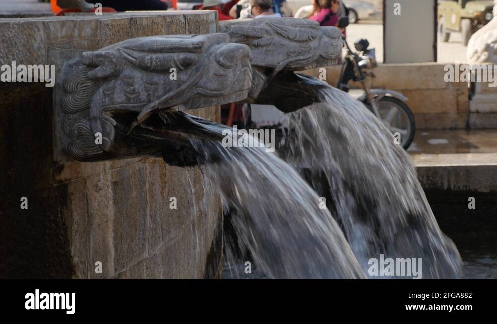 Chinese Dragon Head Fountain Yunnan Province China Stock Video Footage ...