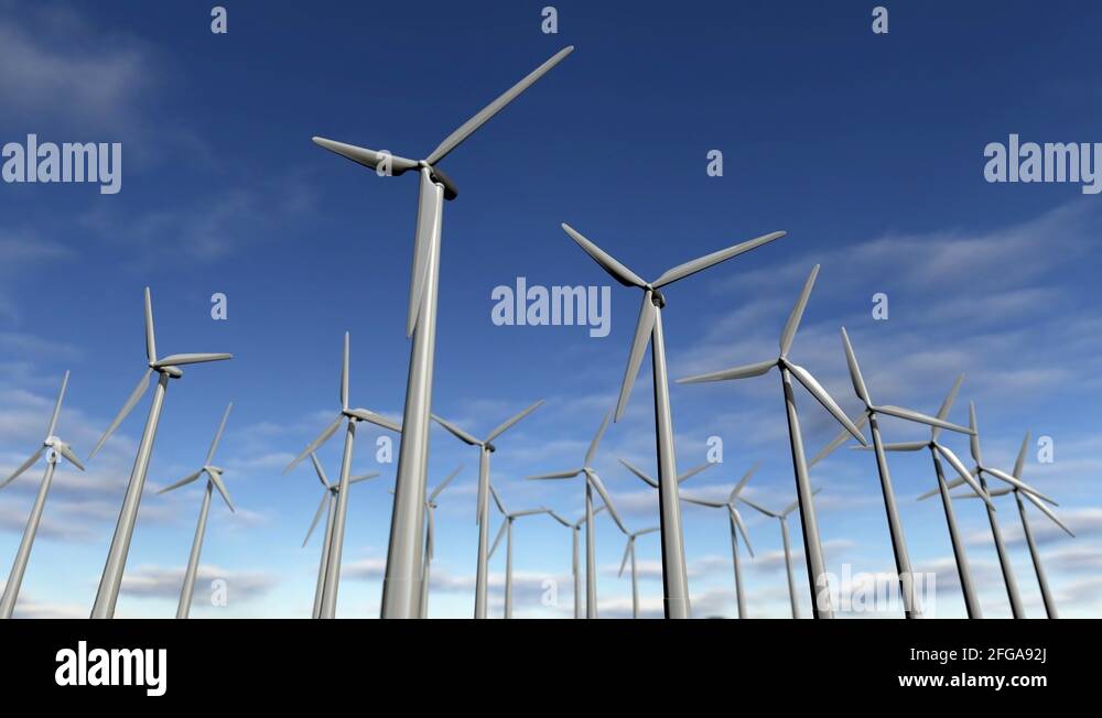 Animated wind turbines in a windfarm. Loop-able 4K Stock Video Footage ...