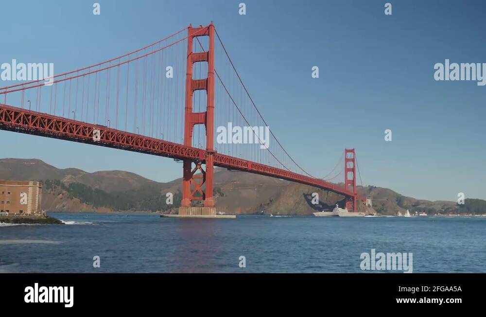 Navy Ship Passes Under Golden Gate Bridge Stock Video Footage - Alamy