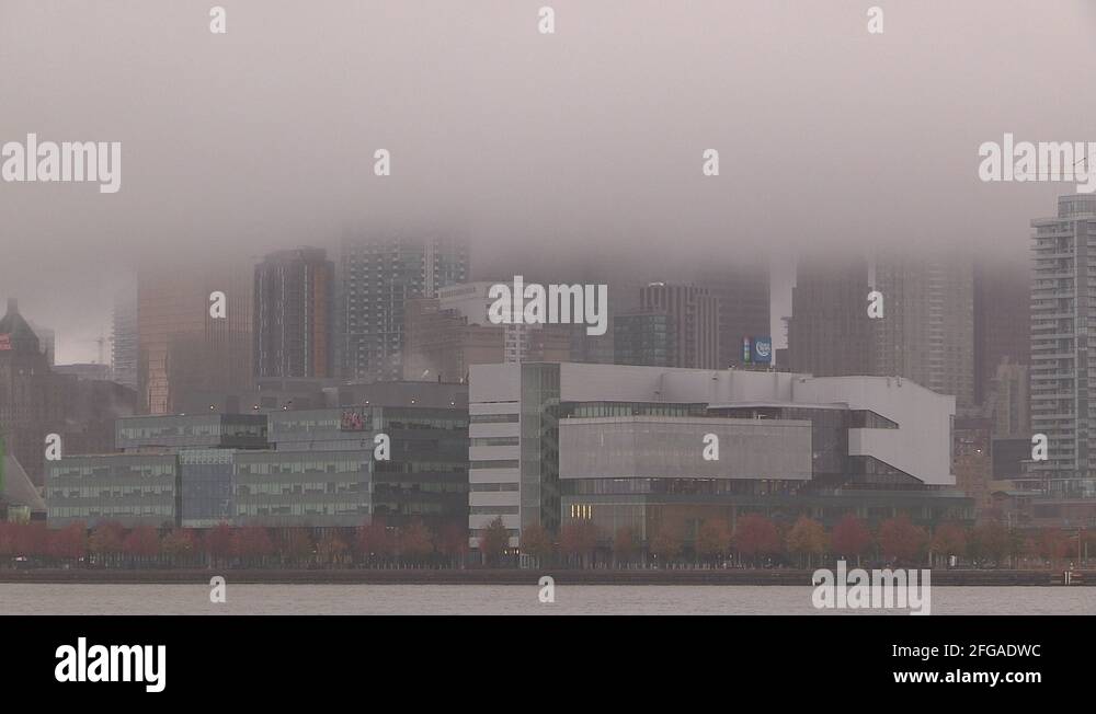 Low cloud and fog block out the CN tower and Toronto skyline Stock ...