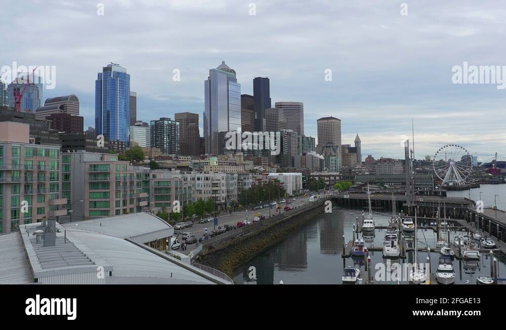 Seattle Waterfront With All Logos and ID info Removed! Stock Video ...