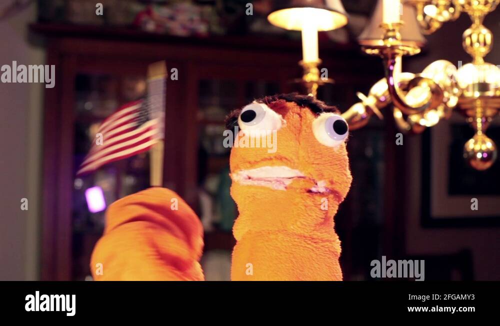 funny original puppet waving flag american patriotic Stock Video ...