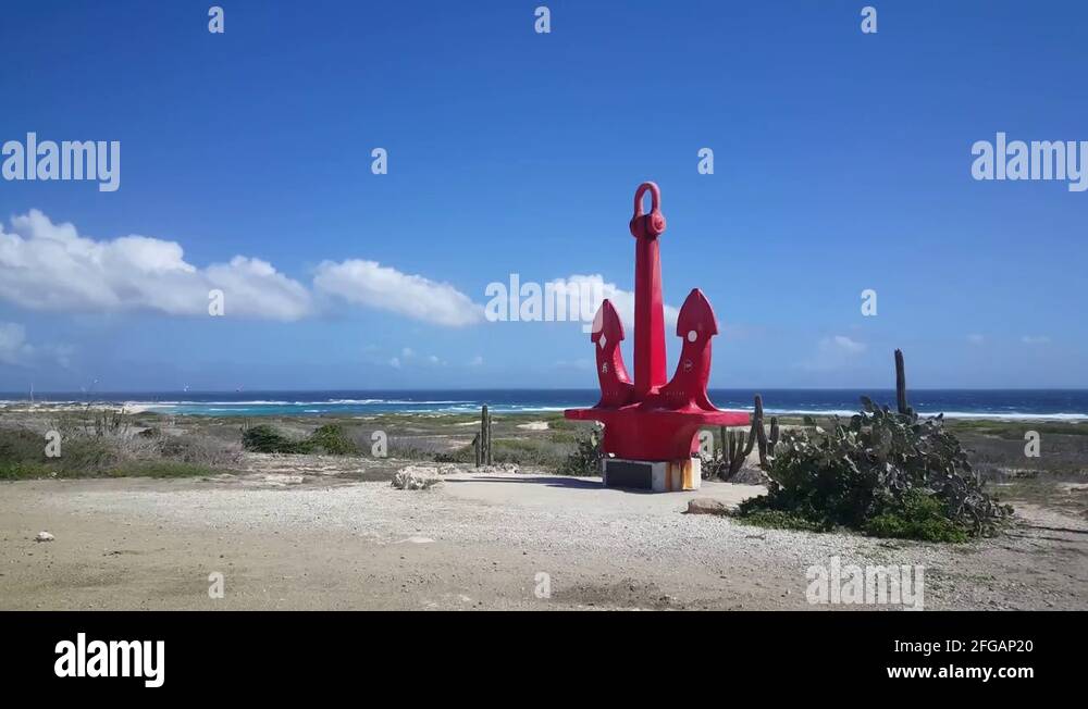 Big red anchor in Memory of All Seamen on Aruba Stock Video Footage - Alamy
