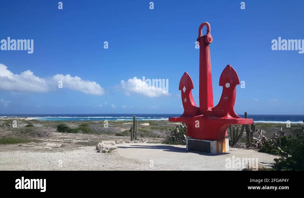 Big red anchor in Memory of All Seamen on Aruba Stock Video Footage - Alamy