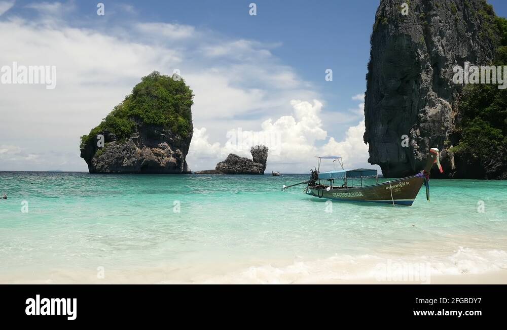 Tropical Paradise of Nui Bay in Phi Phi Islands, Thailand Stock Video ...