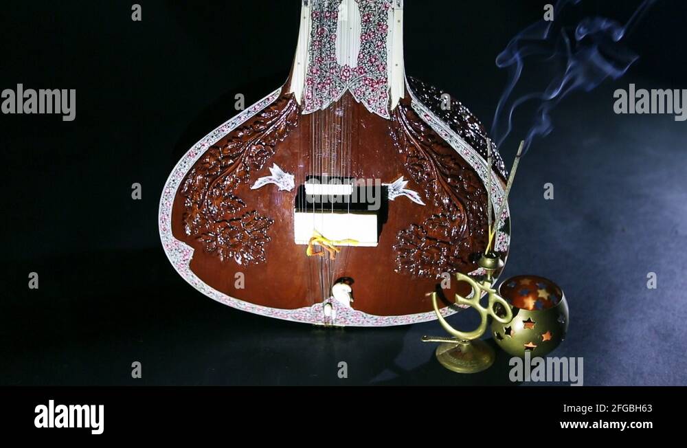 Sitar, a String Traditional Indian Musical Instrument Stock Video ...