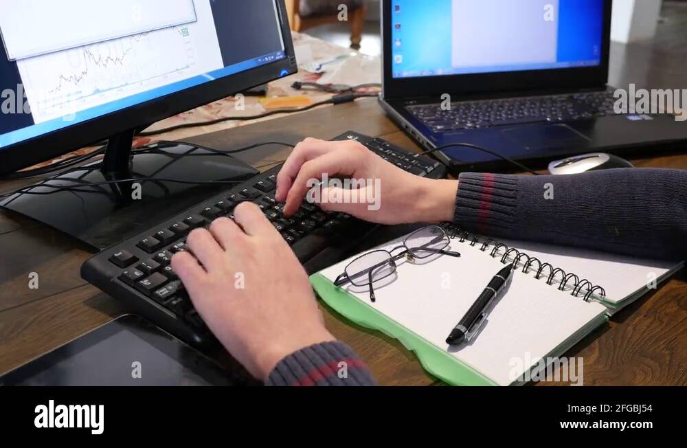 Typing At Wooden Desk With Computer Keyboard 4k Stock Video Footage - Alamy