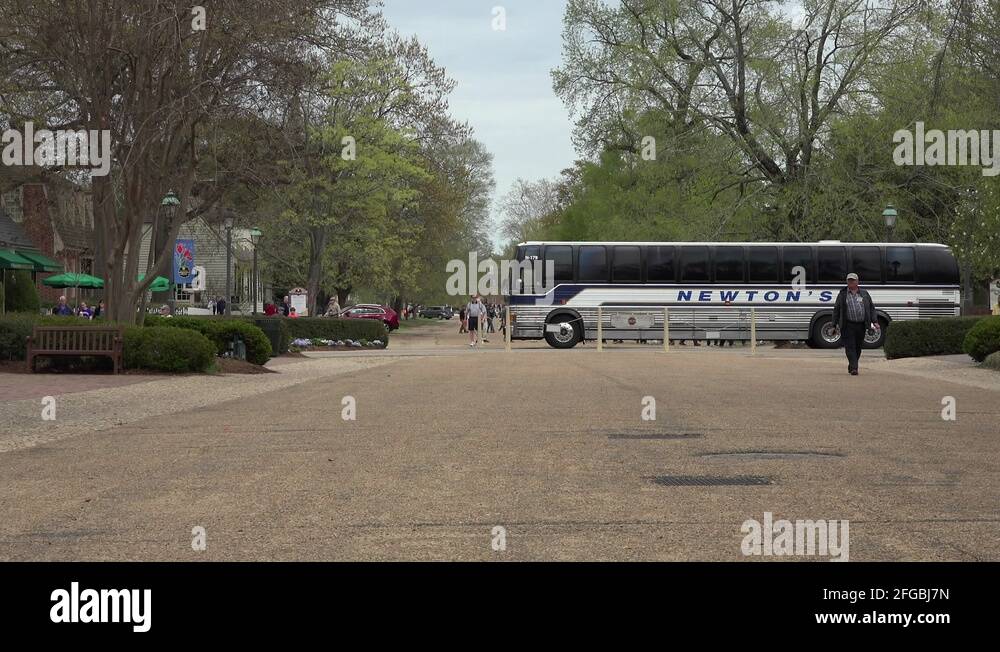 Colonial Williamsburg Virginia main street tourist bus HD Stock Video ...