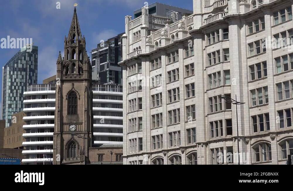 4K Amazing traditional church design modern tall tower Liverpool ...