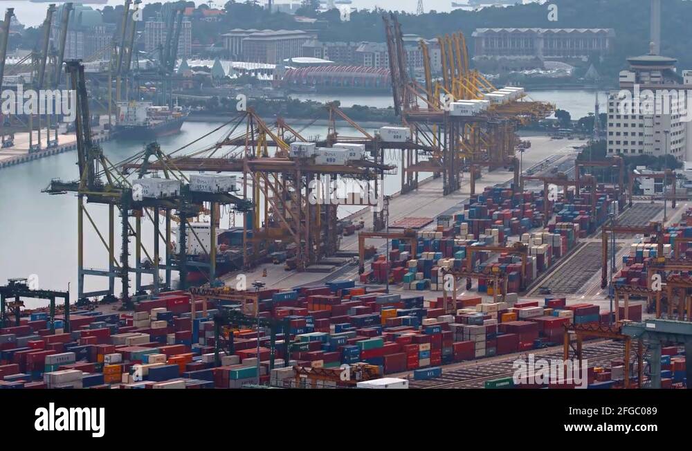 Ongoing operations at Singapore's enormous shipping container yard ...