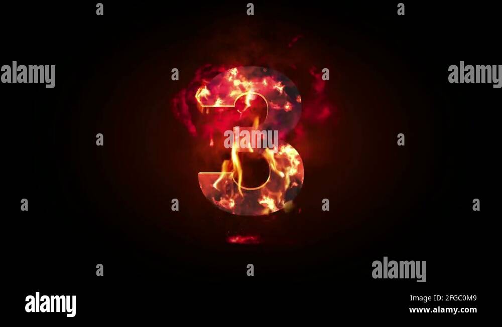 Countdown animation 3 to 0 with explosion fire burning and ice frozen ...