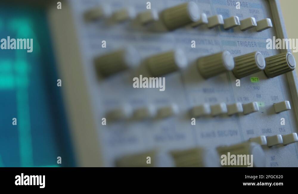 Analog screen on retro 1980s era technology - scientists measuring ...