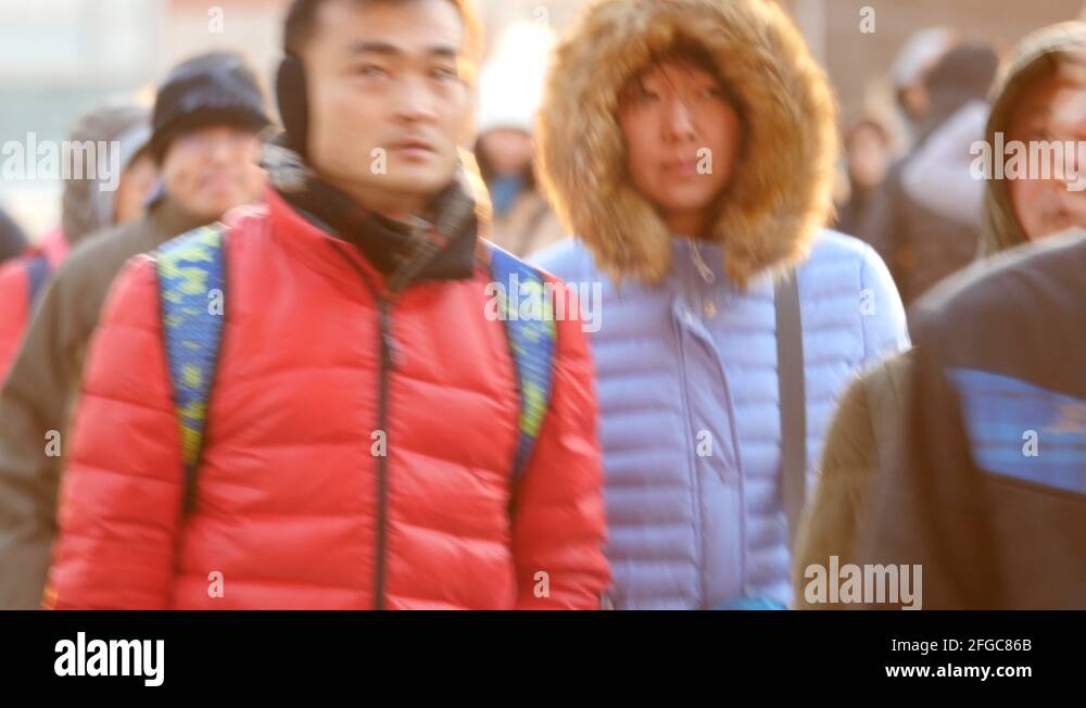 Chinese people walking at Shanghai street in sunset Stock Video Footage ...