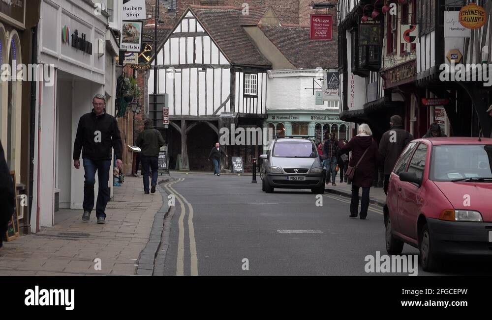 York England town center shopping market street fast 4K Stock Video ...
