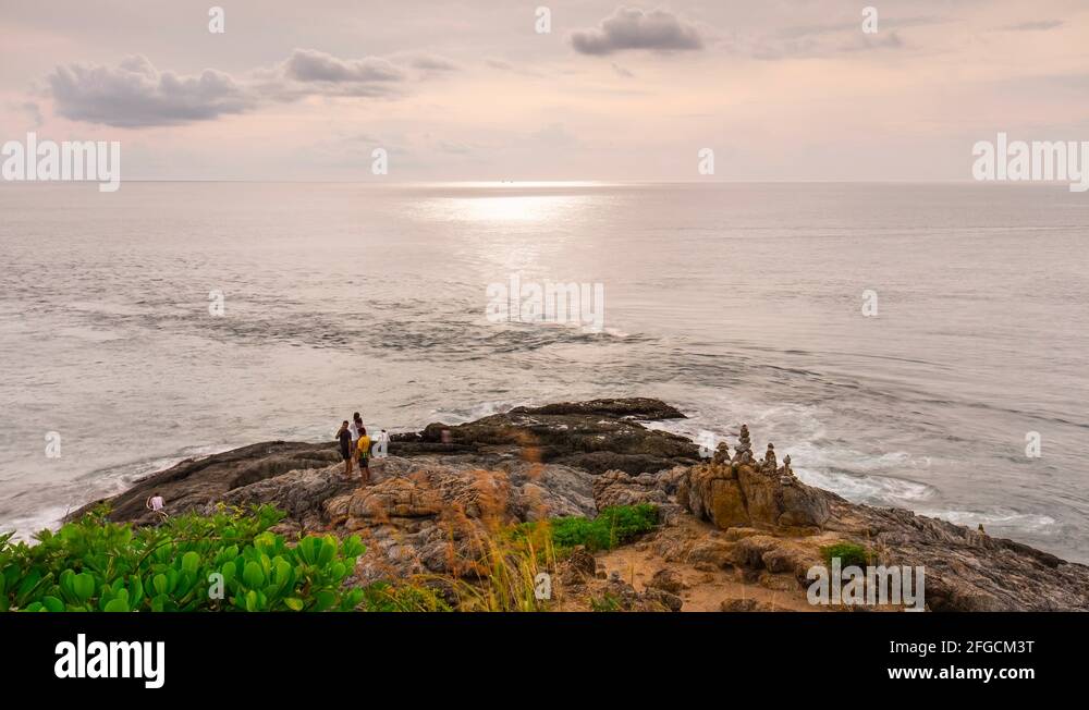 phuket phromthep cape view point bay panorama 4k time lapse thailand ...