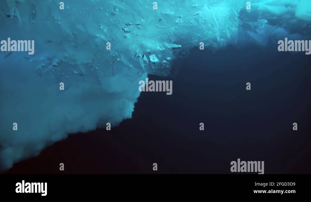 Fantastic underwater view under the Arctic ice at the North Pole Stock ...