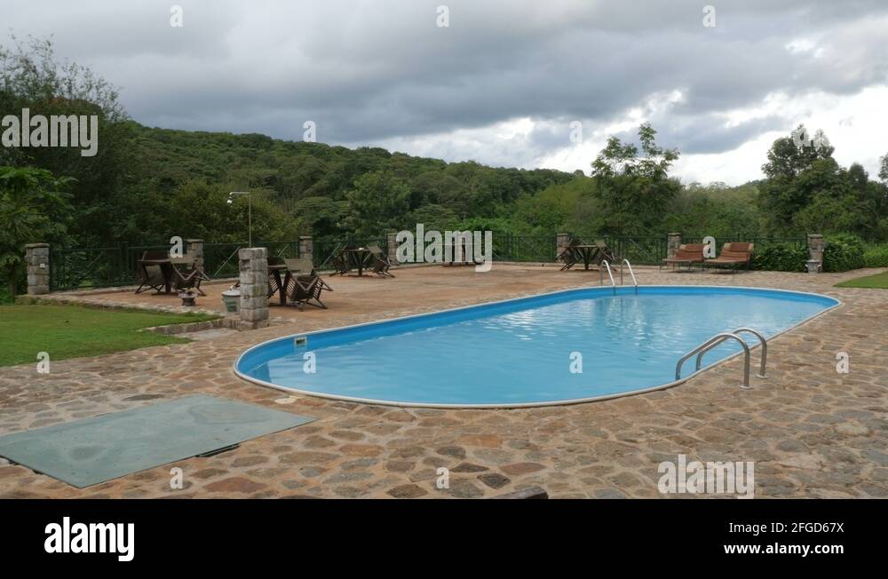Beautiful tropical swimming pool in the rain forest of Ngorongoro - 4K ...