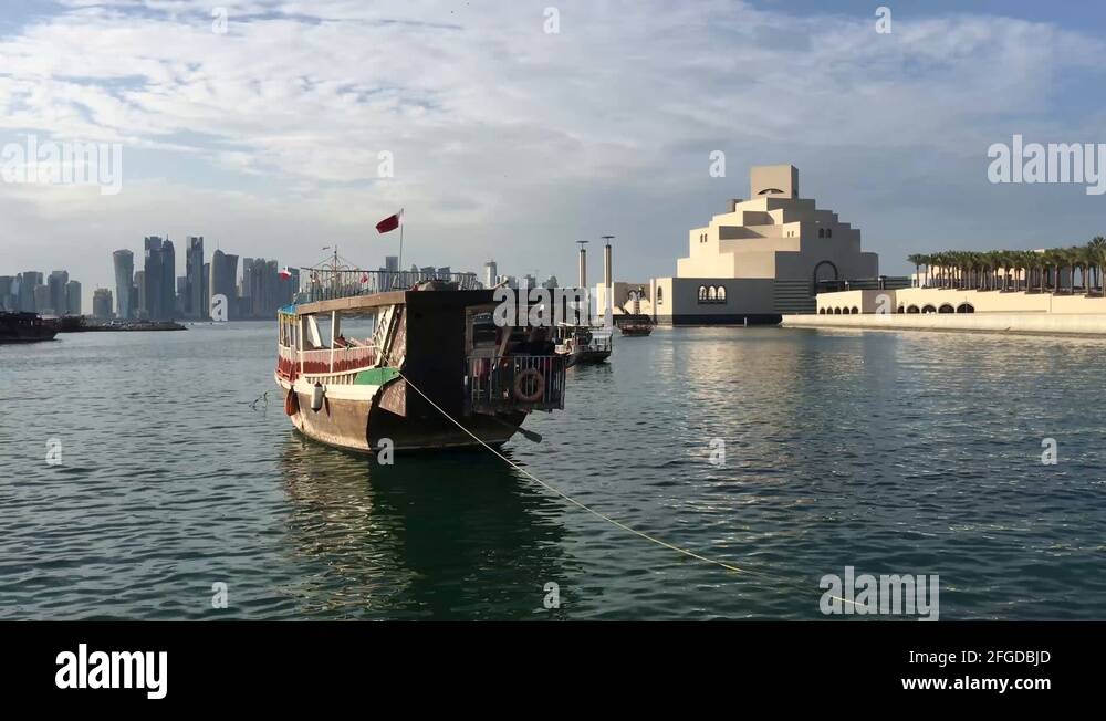The corniche with traditional dhow Stock Videos & Footage - HD and 4K ...