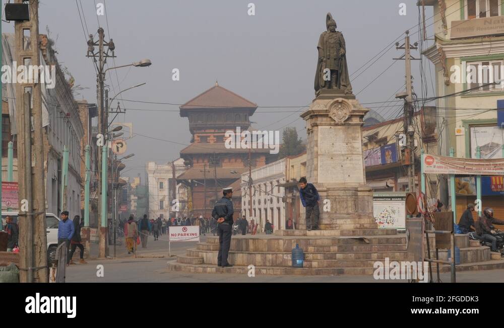 Statue of Juddha Shamsher on roundabout,Kathmandu,Nepal Stock Video ...