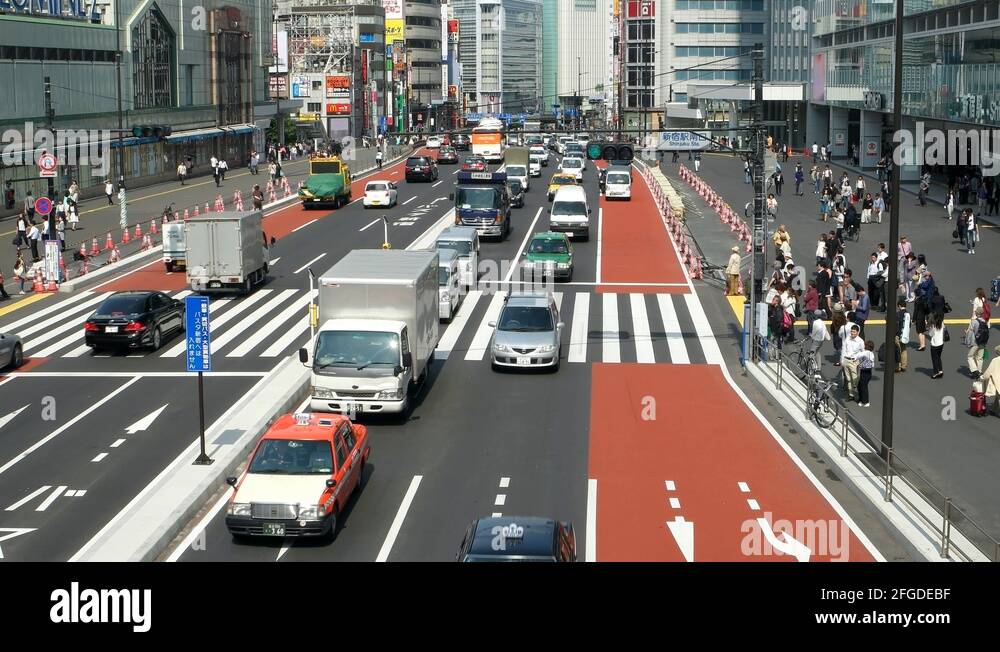 Tokyo- Street view with traffic. Shinjuku. 4K resolution Stock Video ...