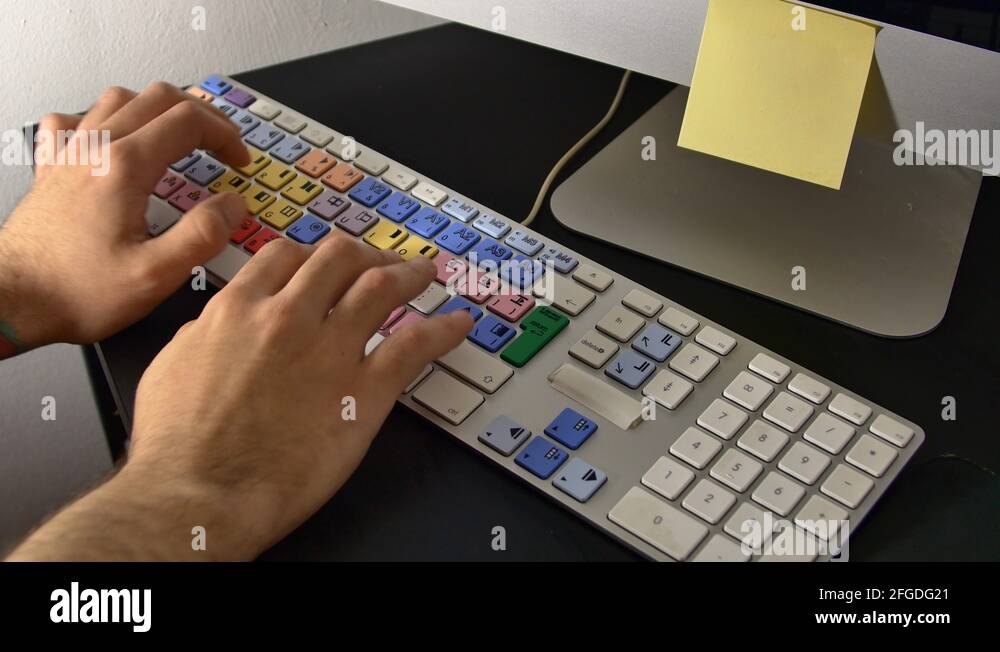 Editor's Hands Writing Subtitles On His Working Station, Editor's ...