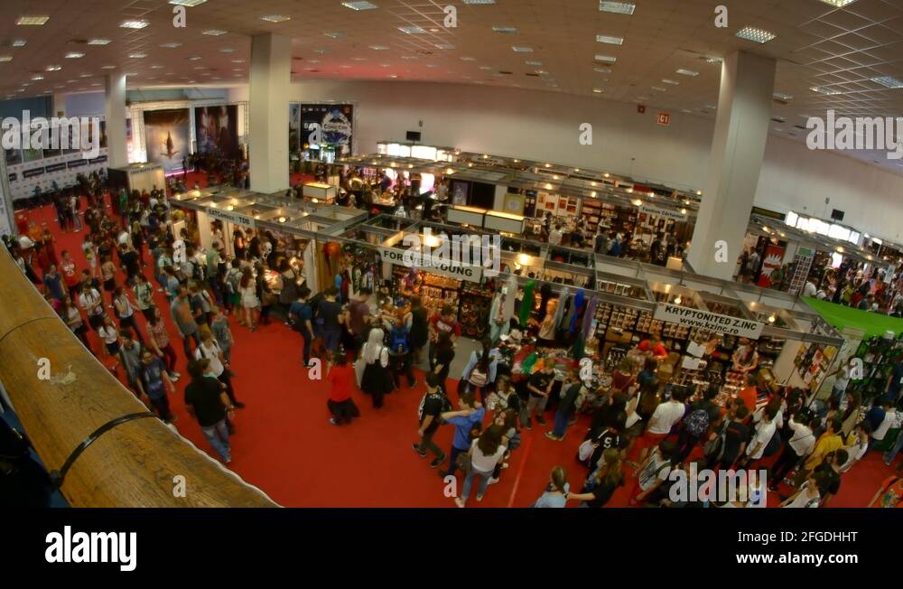 Crowd At Convention, People Wandering From Stand To Stand Stock Video ...