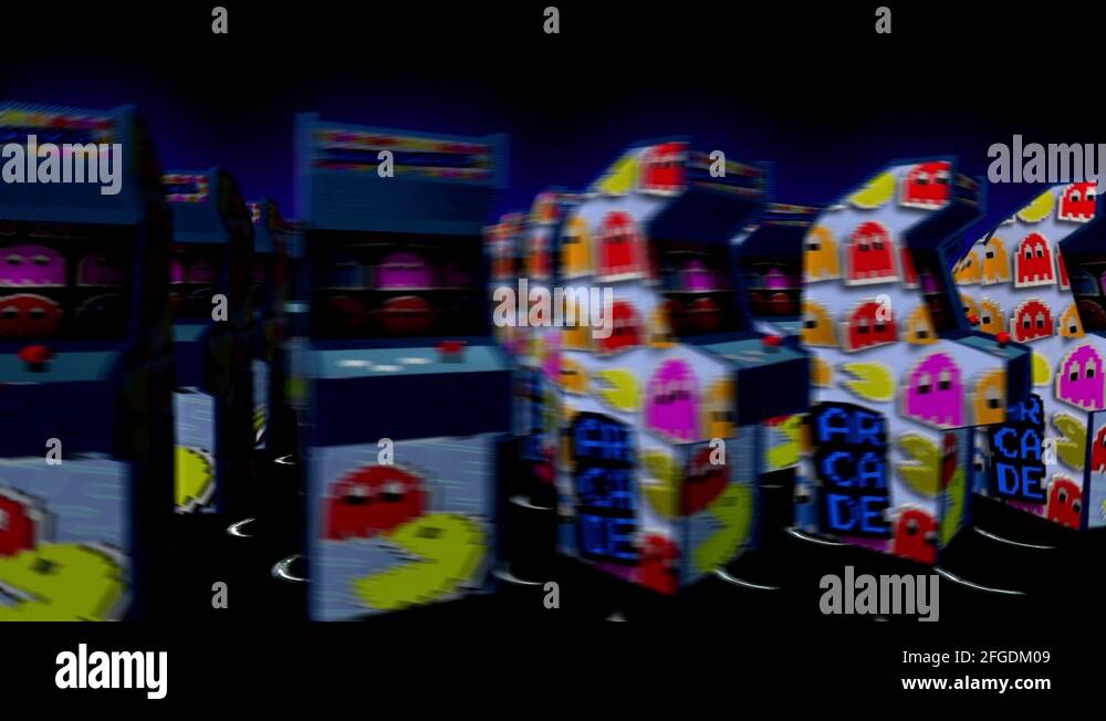 Seamless animated background of elements inspired in Pacman arcade ...