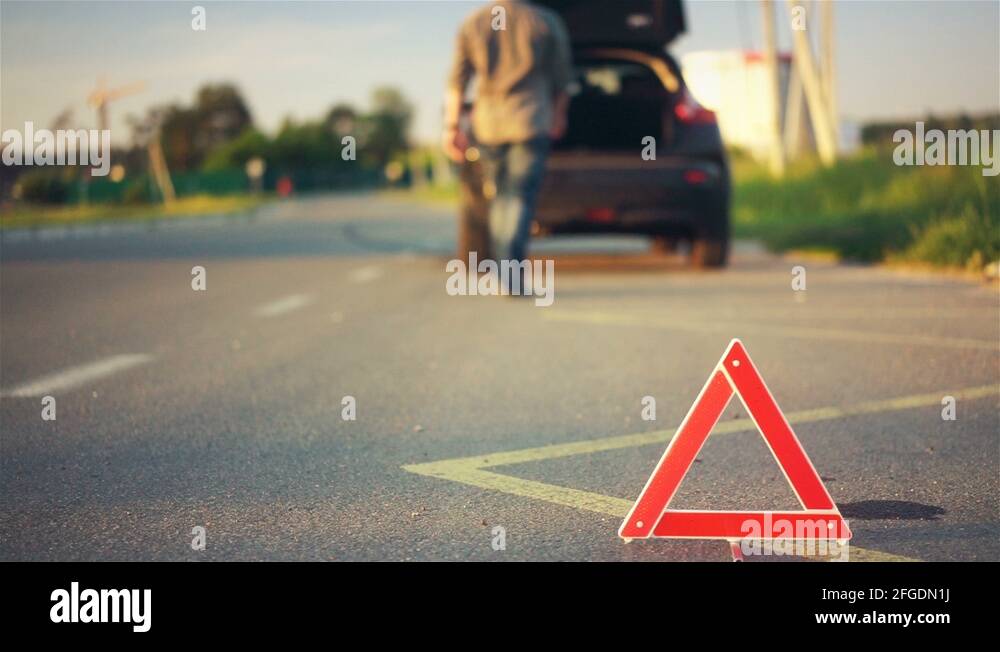 Breakdown car red warning triangle Stock Videos & Footage - HD and 4K ...
