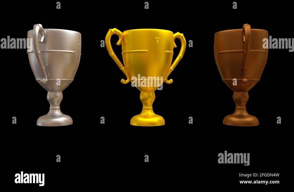 Animated spinning trophy set with matte surface finish in 4k Stock ...
