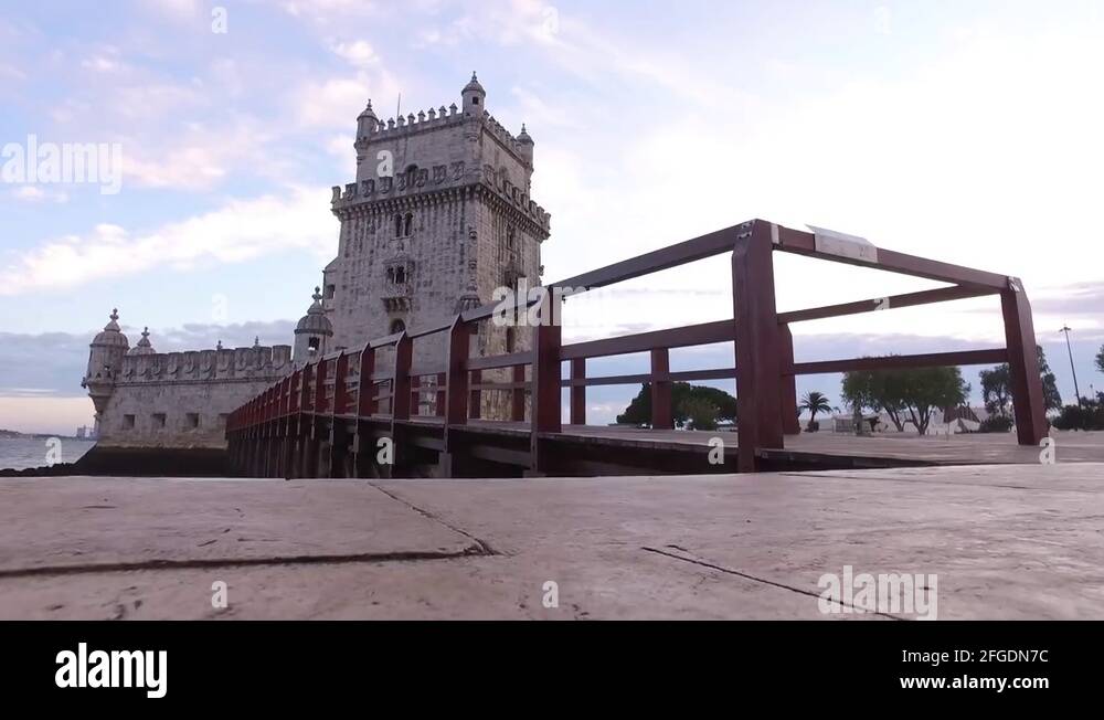 Belem Tower in Lisbon Portugal steady cam gimbal 4k Stock Video Footage ...