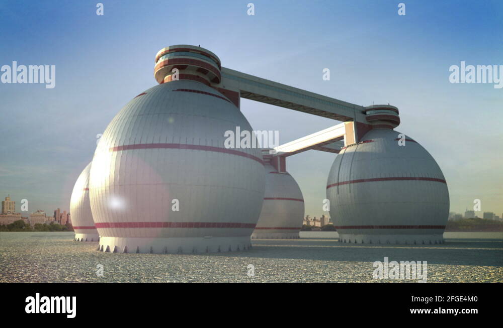 Rotating scene of power plant, silo, refinery, factory,sunset Stock ...