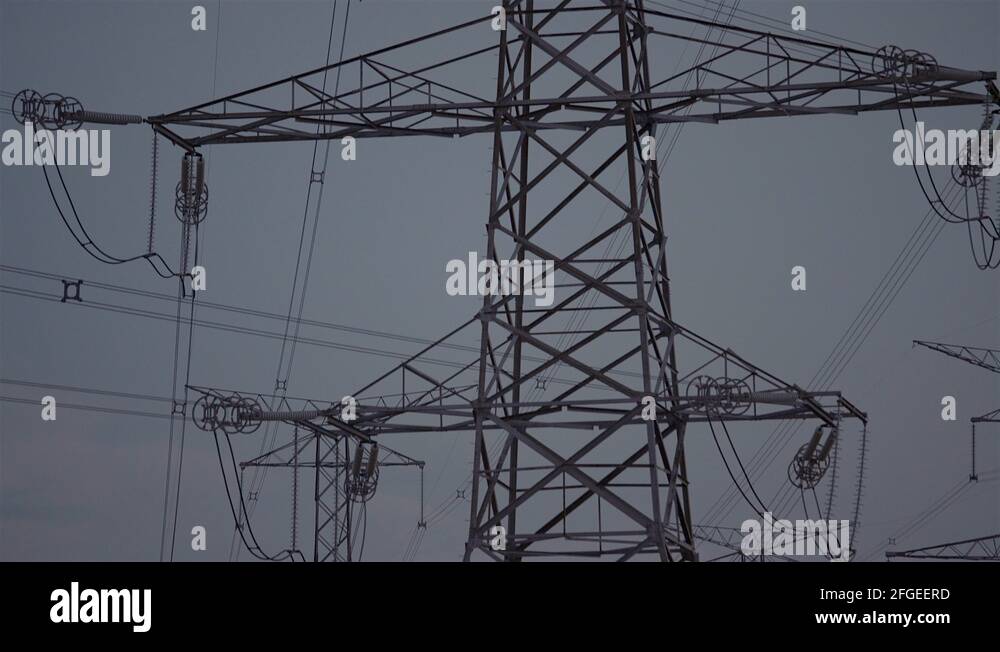 High voltage electrical power towers. 4K UHD Stock Video Footage - Alamy