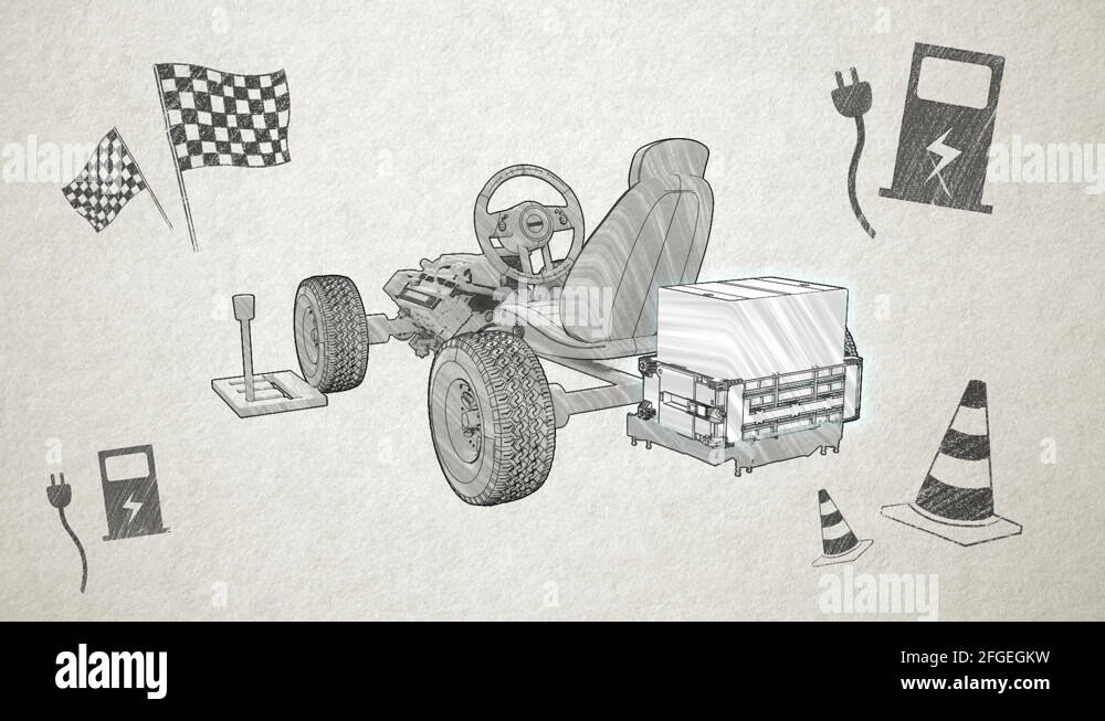 Hybrid car, Electronic, hydrogen, lithium ion battery echo car. sketch ...