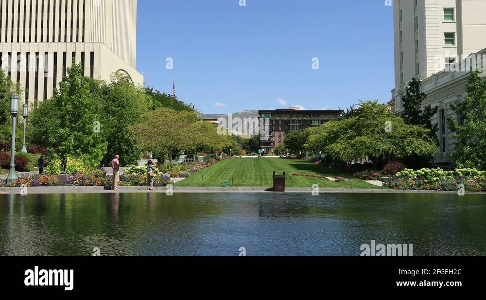Mormon LDS Church Headquarters reflection pool Utah DCI 4K Stock Video ...