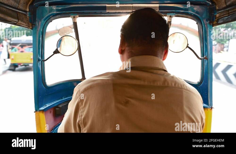 Passenger view of the rickshaw driver and the rickshaw Stock Video ...