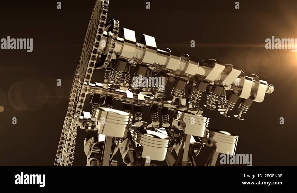 3D animation of a working V8 engine with lens flare Stock Video Footage ...